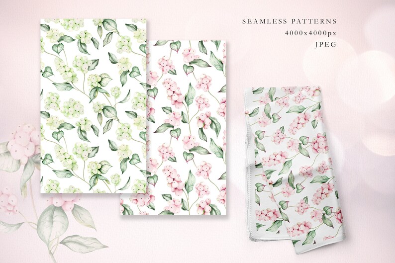 Watercolor Winter Floral Seamless Pattern for Fabric, Pink Winter ...