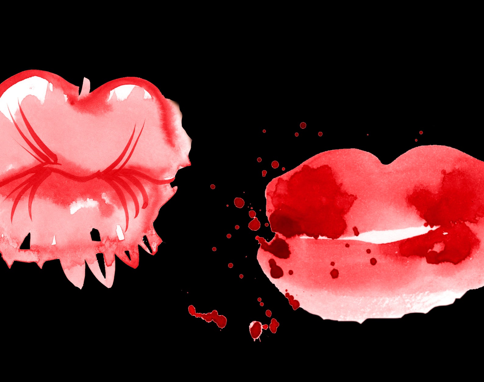 Watercolor Lips Clipart Love Clipart With Kissing Lips for | Etsy