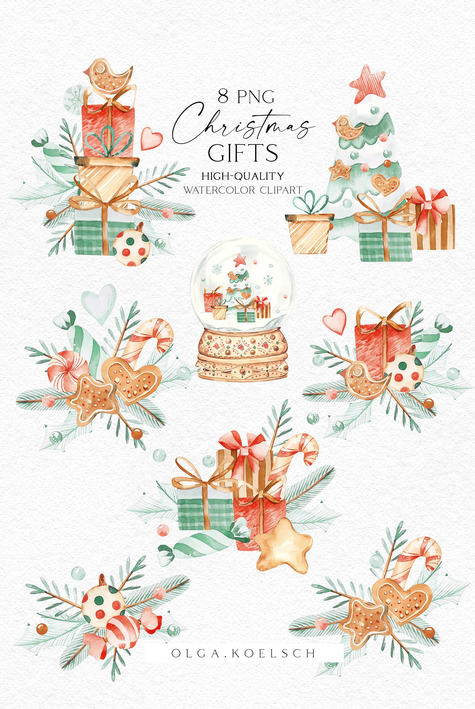 Watercolor Christmas Presents Clipart Gift Clipart for - Etsy