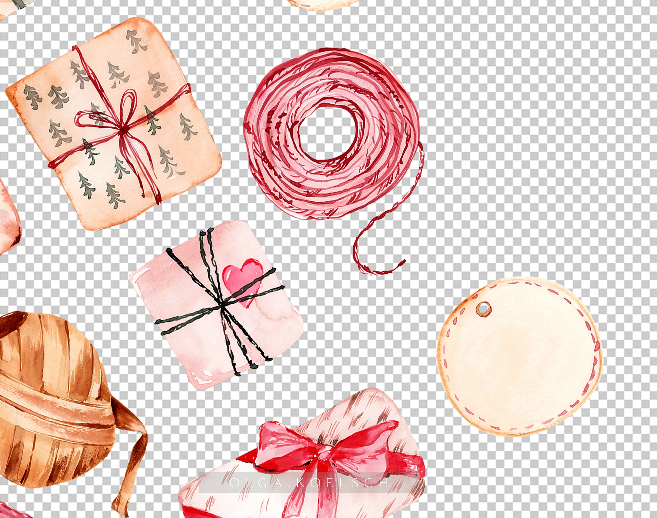 Watercolor Christmas Presents Clipart Gift Clipart for - Etsy