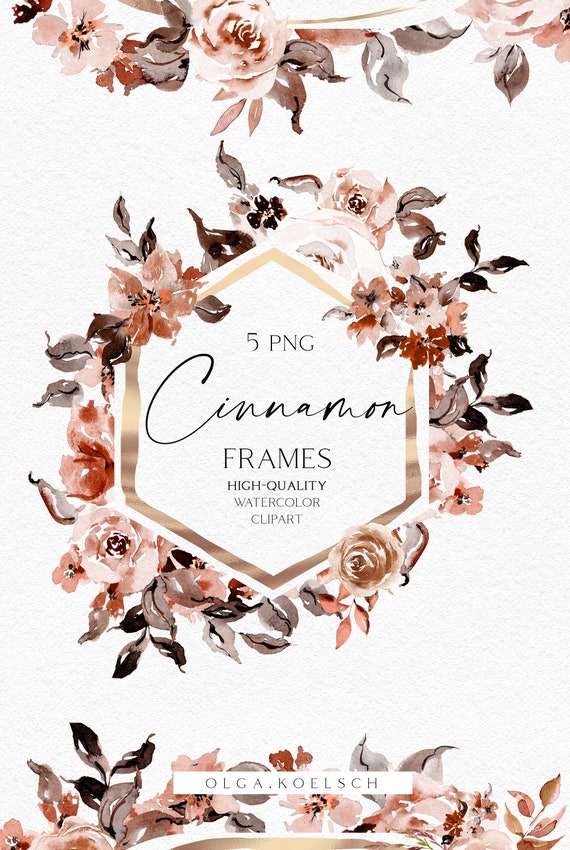 Watercolor Boho Frames Clipart Autumn Floral Borders Png - Etsy