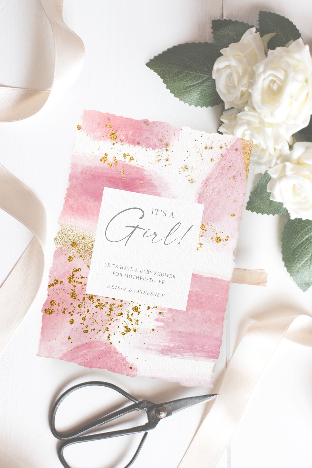 Valentine Pink Watercolor Brush Strokes Png Gold Abstract | Etsy