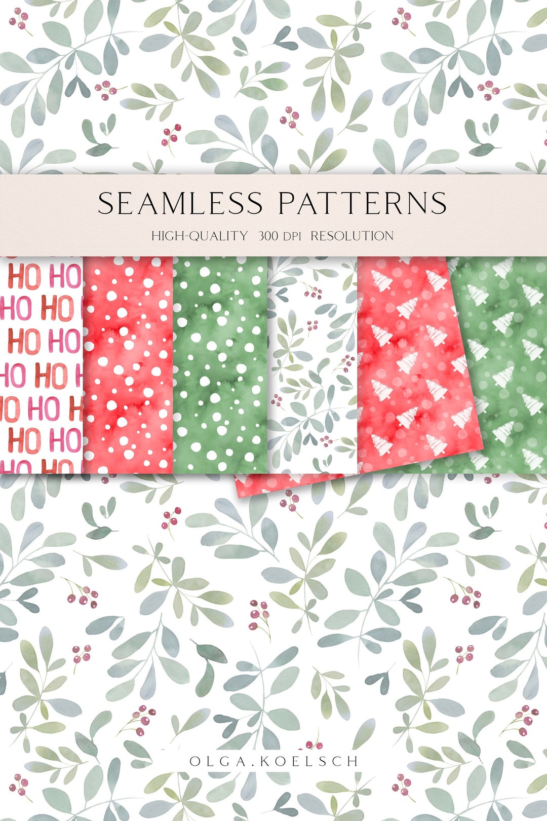 Christmas Holiday Seamless Pattern for Fabric. Merry Christmas Digital ...