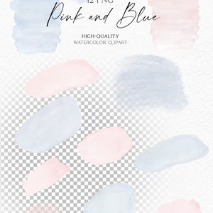 Pink Watercolor Brush Strokes Png, Blue Abstract Clipart, Pastel Pink ...
