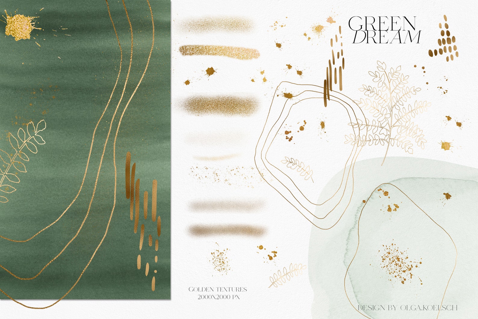 Sage Green Abstract Png Gold and Green Abstract Clipart - Etsy
