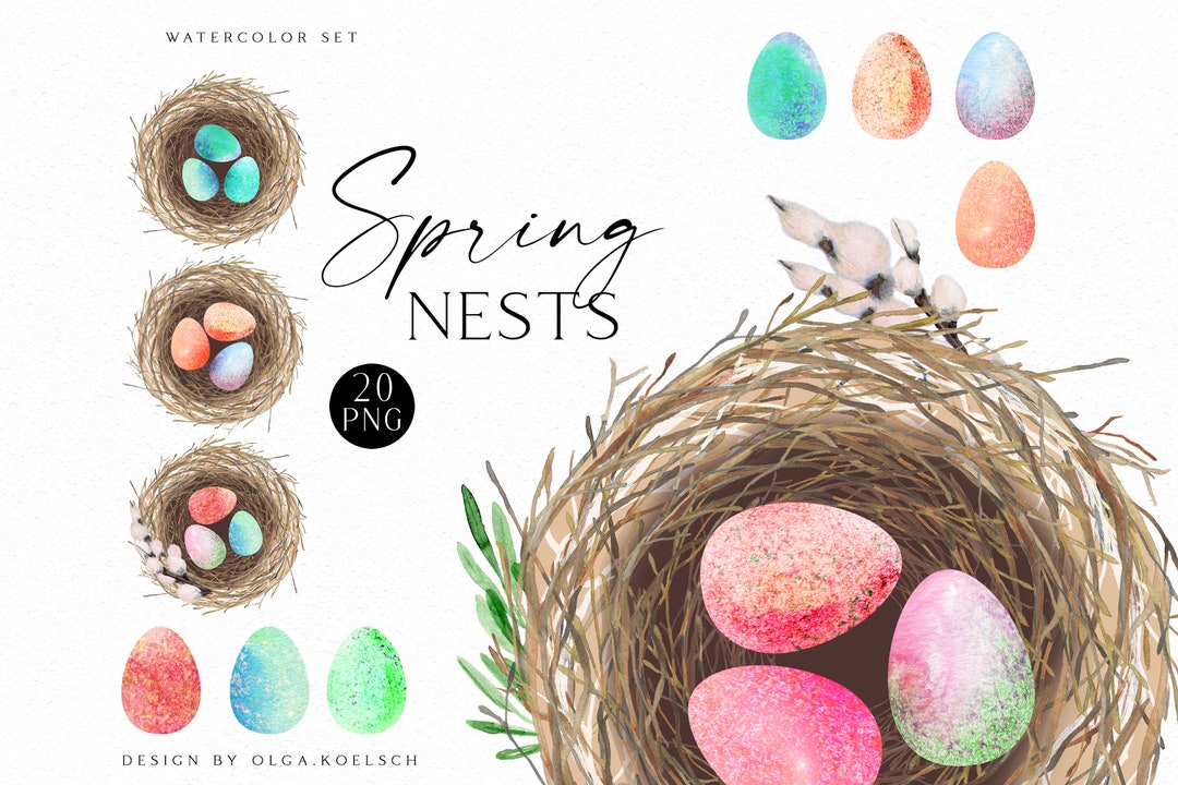 Watercolor Easter Egg Clipart, Hand-painted Bright Eggs for Easter Egg ...
