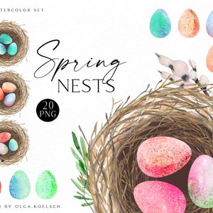 Watercolor Easter Egg Clipart, Hand-painted Bright Eggs for Easter Egg ...