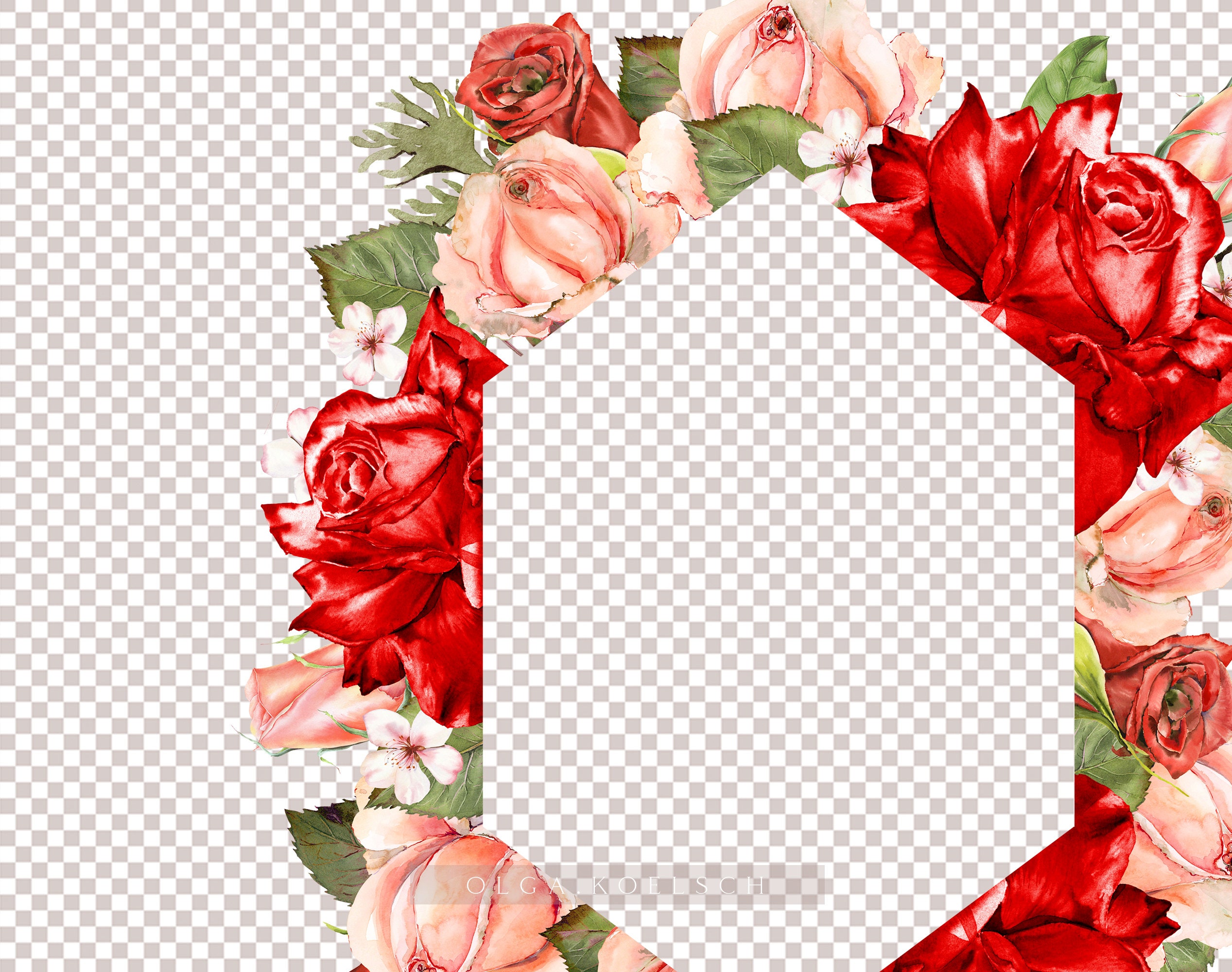 Watercolor Boho Roses Clipart Boho Pink and Red Roses Floral | Etsy