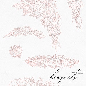 Rose Gold Glitter Floral Border Clipart, Wedding Invitation Clipart ...
