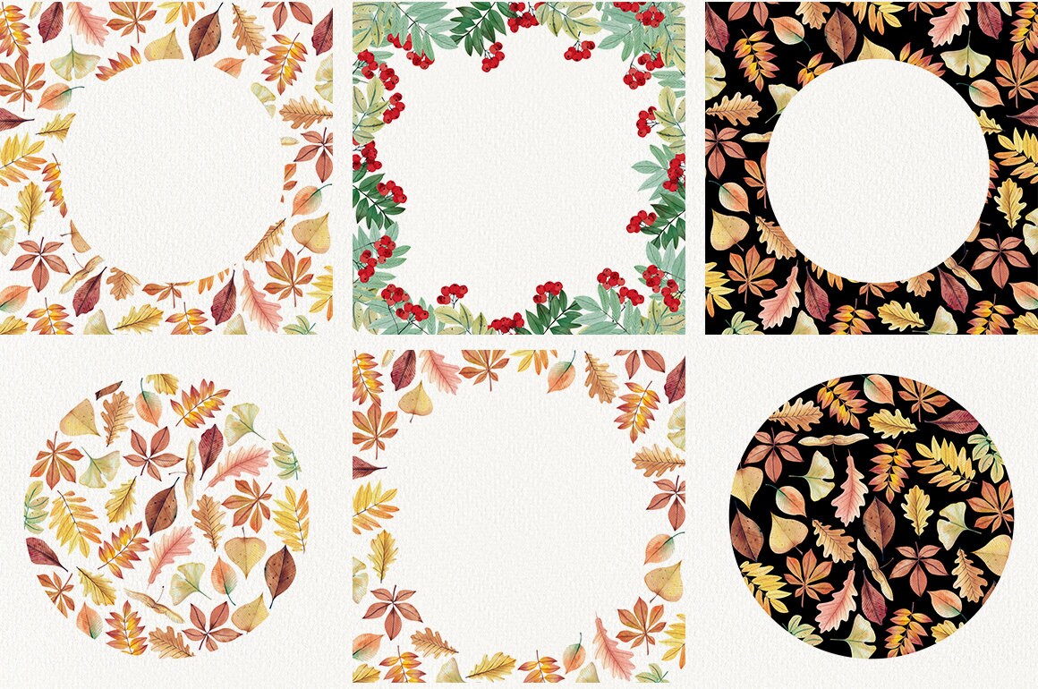 Watercolor Thanksgiving Clipart, Fall Wreath Clipart, Autumn ...