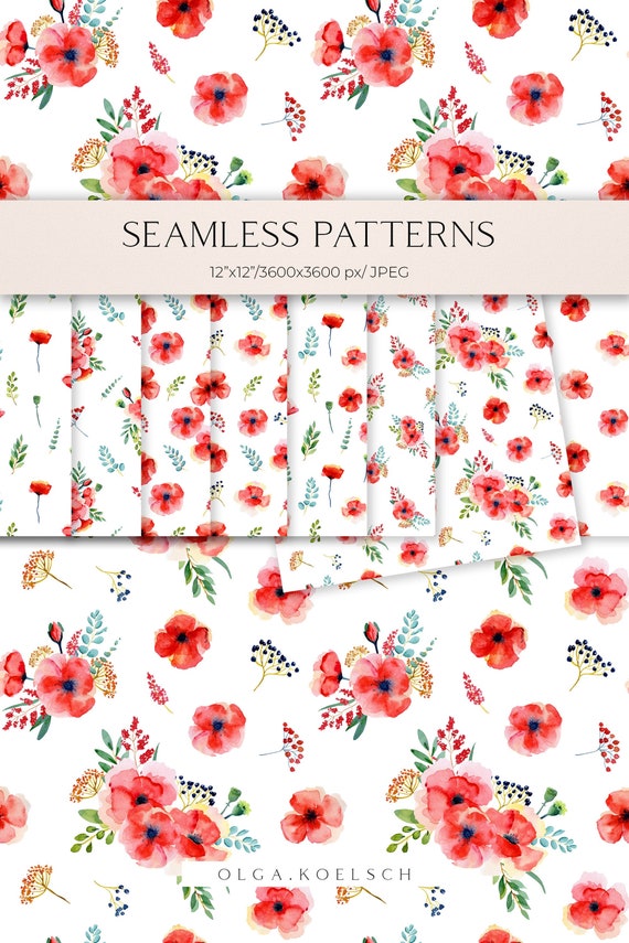 Boho Seamless Pattern for Fabric Watercolor Flower Seamless - Etsy