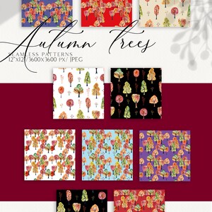 Watercolor Tree Seamless Pattern for Fabric, Watercolor Cute Seamless ...