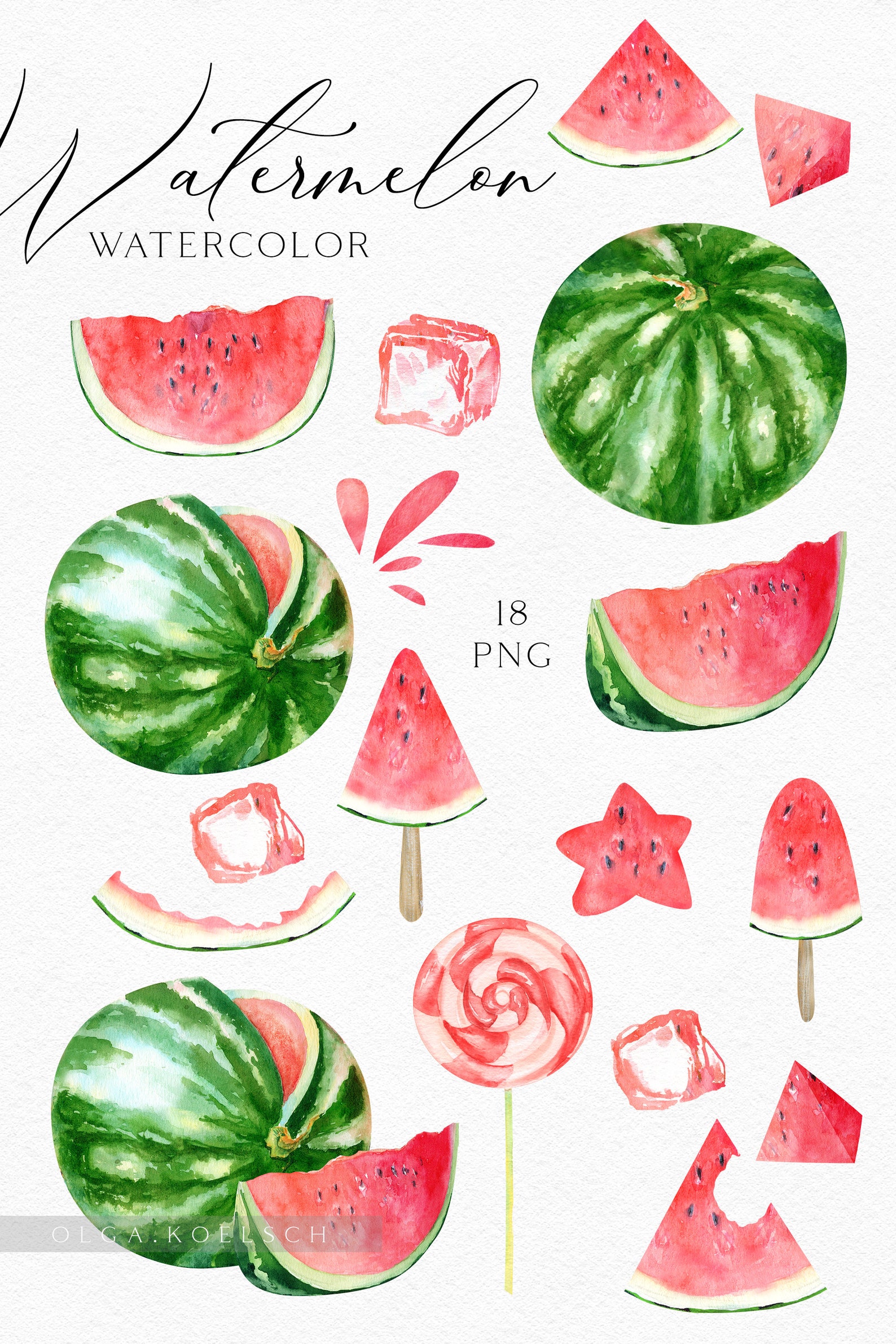 Watercolor Watermelon Clipart. Watermelon Png Tropical Fruit - Etsy