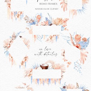 Watercolor Boho Clipart, Tropical Borders Png, Pink Floral Frame ...
