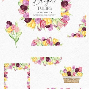 Watercolor Tulips Clipart, Easter Frames Clipart, Watercolor Spring ...