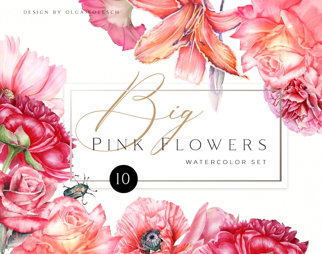 Watercolor Floral Clipart, Pink Roses, Sublimation Design - Etsy