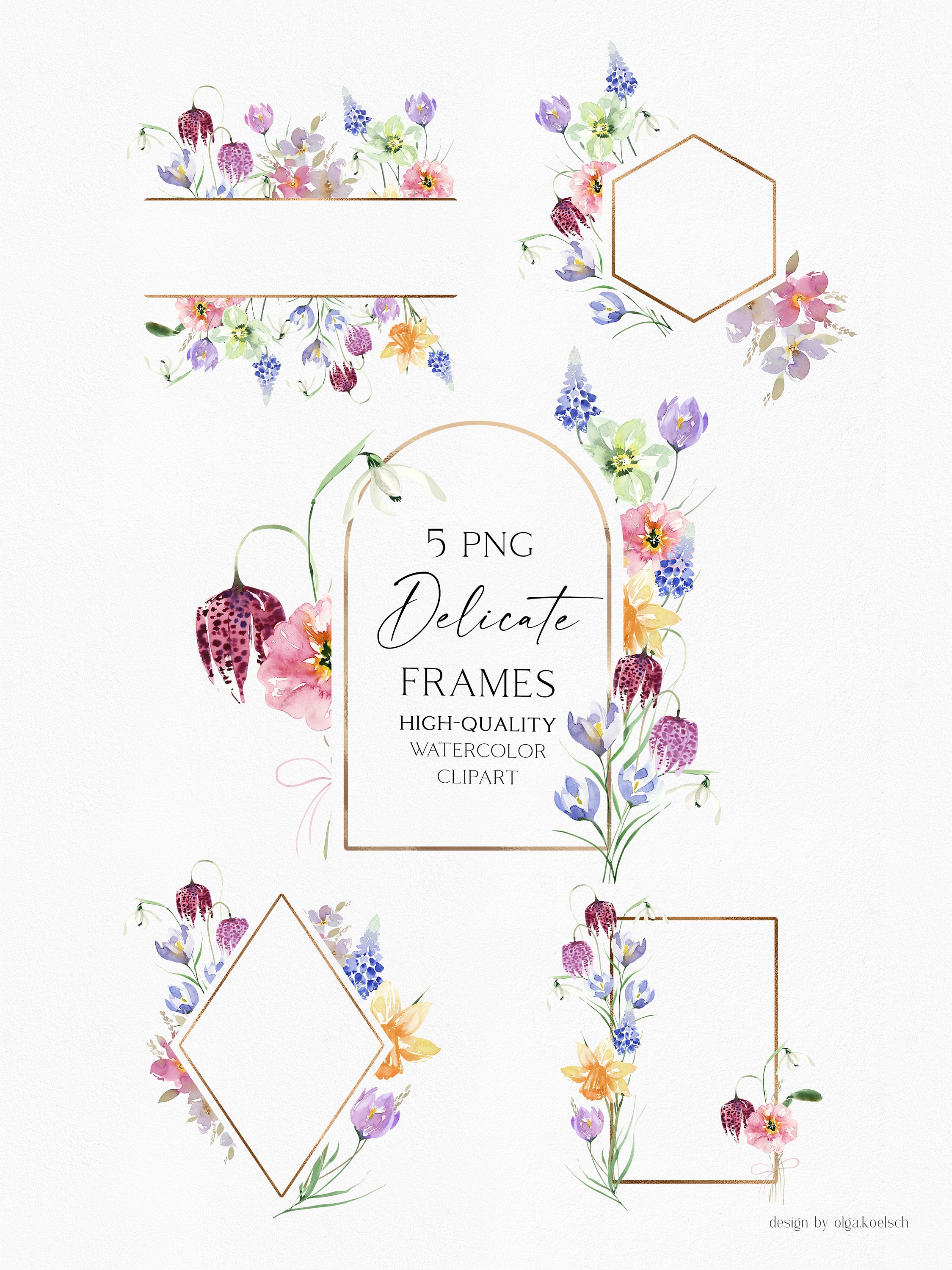 Watercolor Wildflower Clipart Spring Floral Clip Art Dusty - Etsy