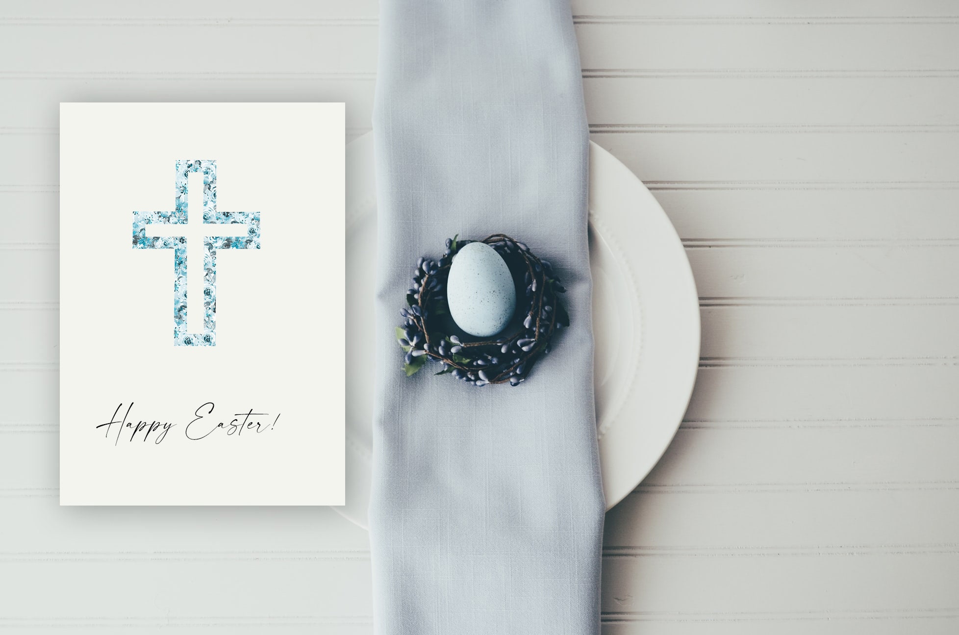 Watercolor Blue Floral Cross Clipart Religious Easter - Etsy