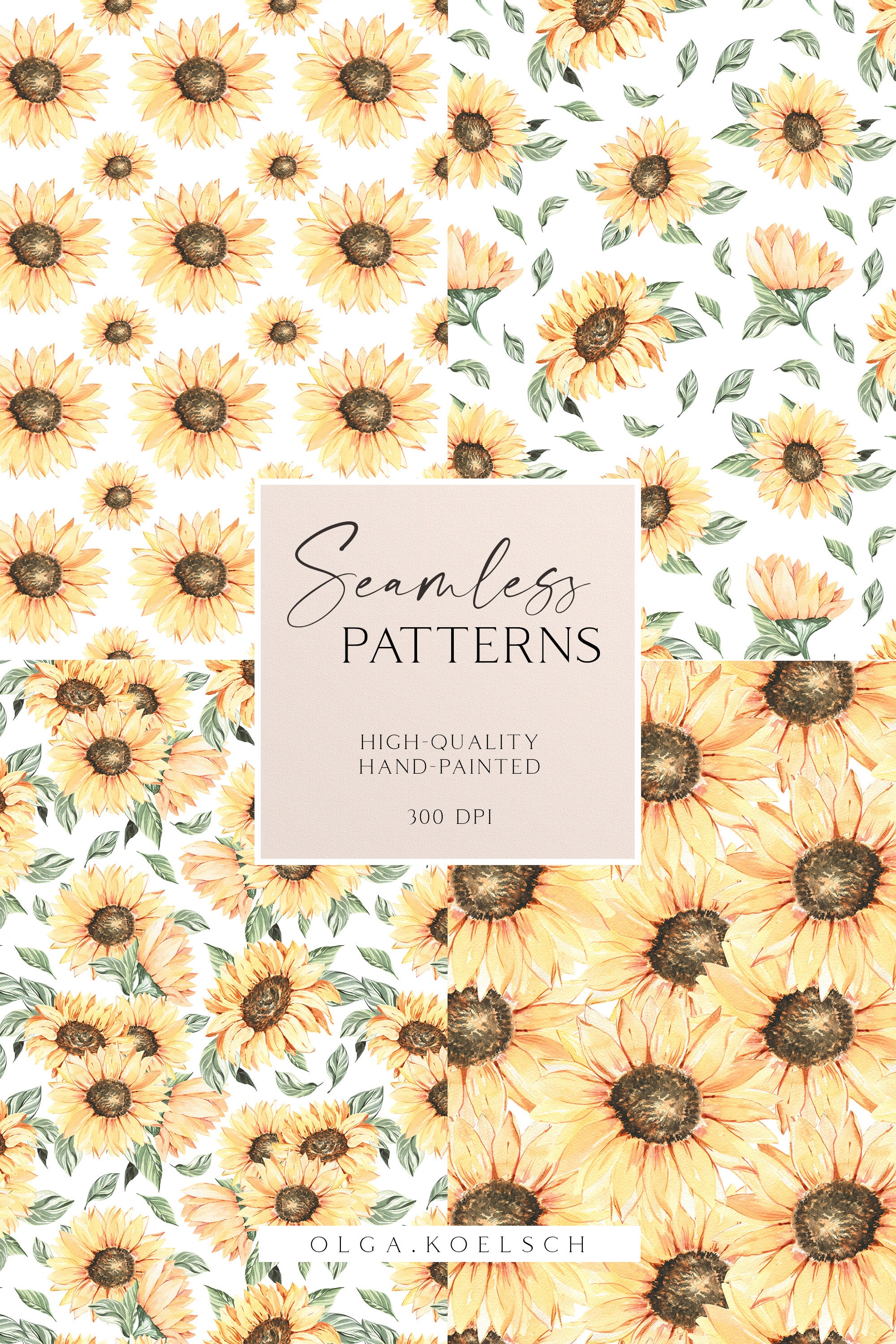 Boho Sunflower Digital Paper Sunflower Seamless Pattern for | Etsy