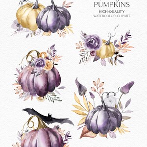 Halloween Bundle, Witch Clipart, With Black Cat Png, Watercolor Pumpkin ...