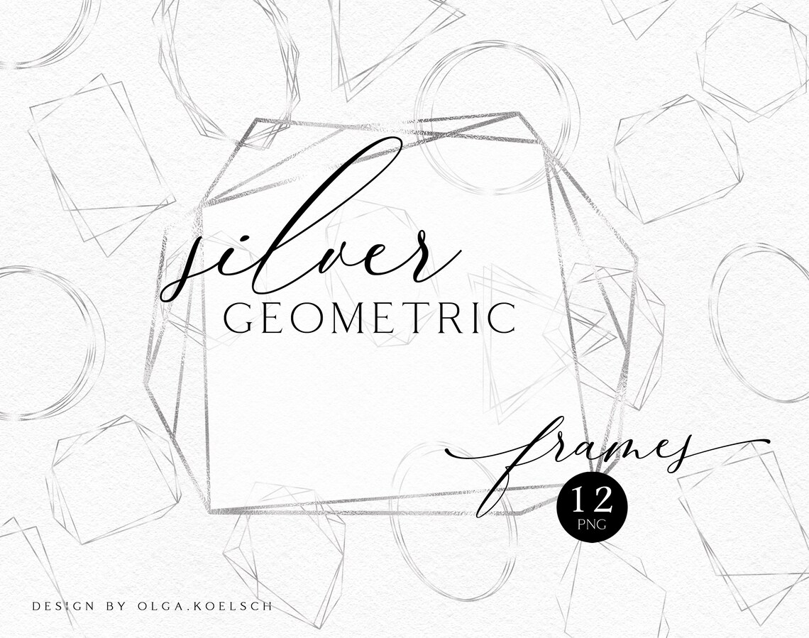 Silver Geometric Frames Png. Silver Polygonal Glitter Frame - Etsy