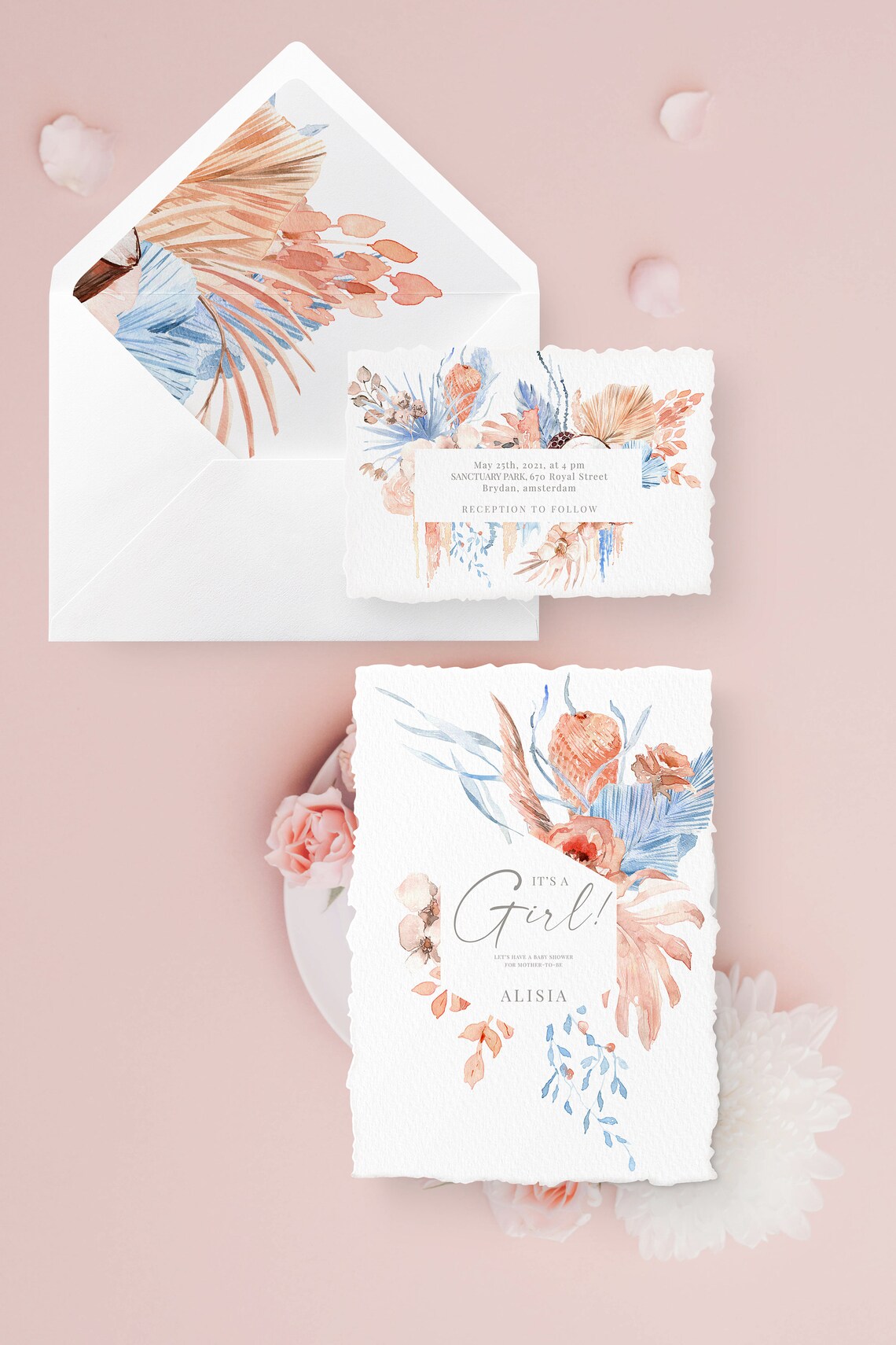 Watercolor boho clipart Tropical borders png Pink floral | Etsy