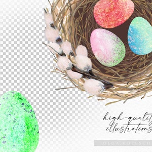 Watercolor Easter Egg Clipart, Hand-painted Bright Eggs for Easter Egg ...