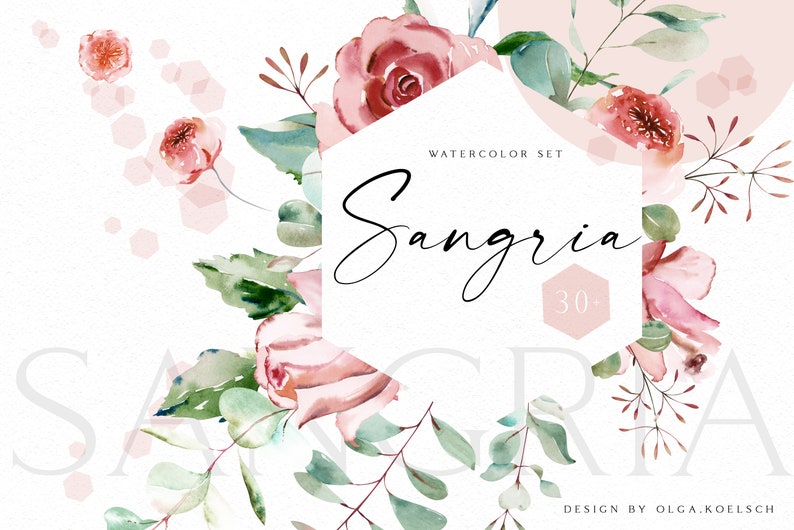 Watercolor Boho Floral Clipart Bundle Rose Clipart for - Etsy