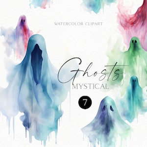 Watercolor Ghosts Clipart for Scary Halloween, Printable Gothic ...