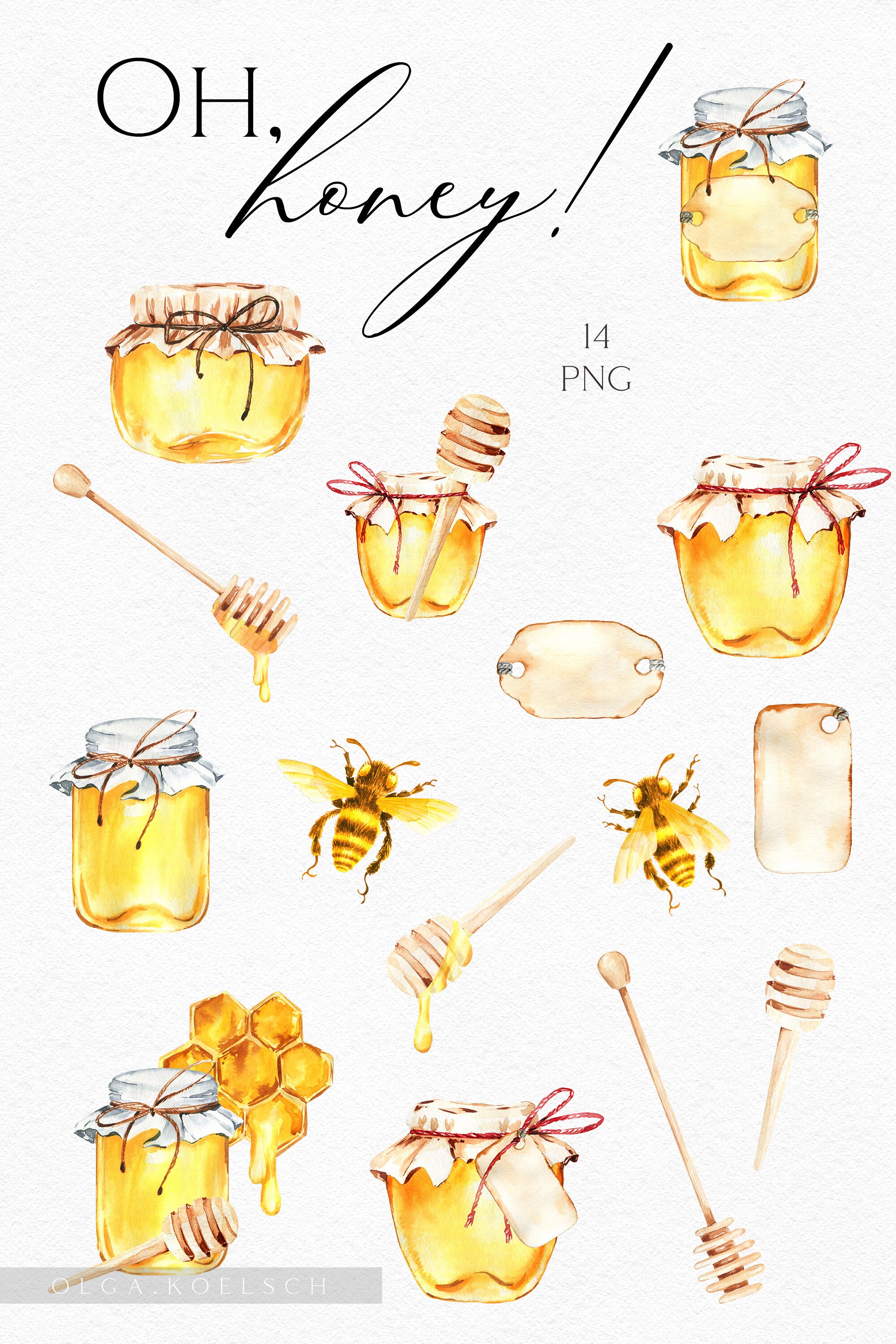 Watercolor Honey Bee Clipart Sunflower Clipart Honey Dipper - Etsy
