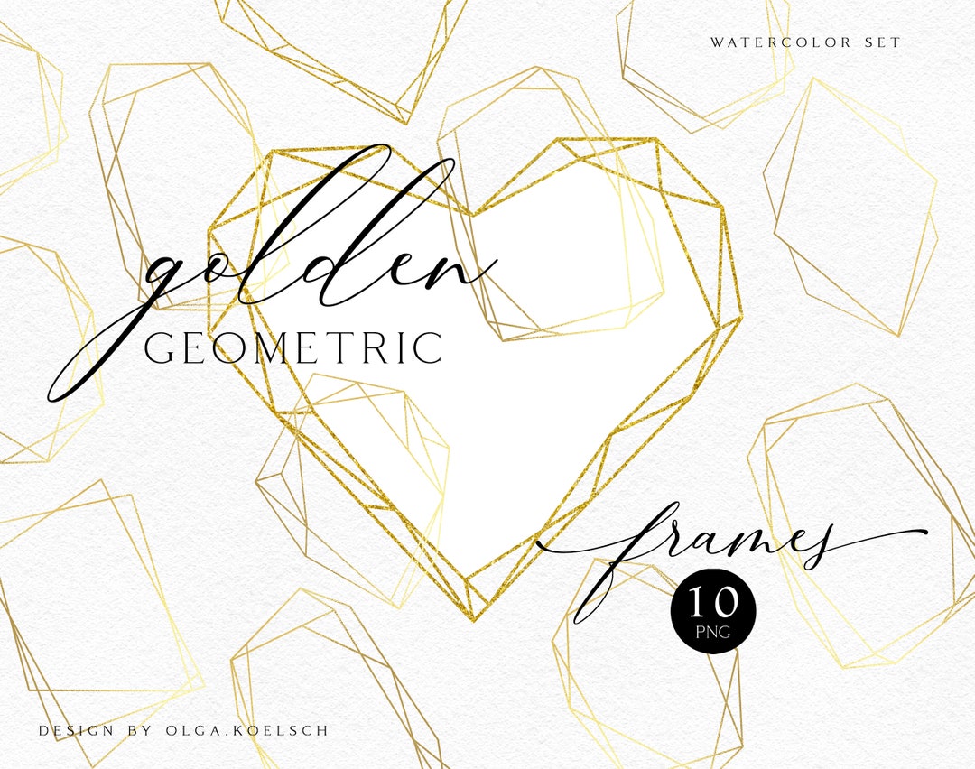 Gold Geometric Frames Png. Gold Polygonal Glitter Frame Clipart ...