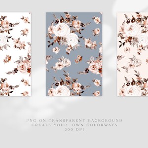 Boho Roses Seamless Pattern for Fabric, Brown Roses Digital Paper ...