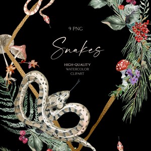 Watercolor Cute Snake Decor, Forest Animals Snake Clipart, Fairytale ...