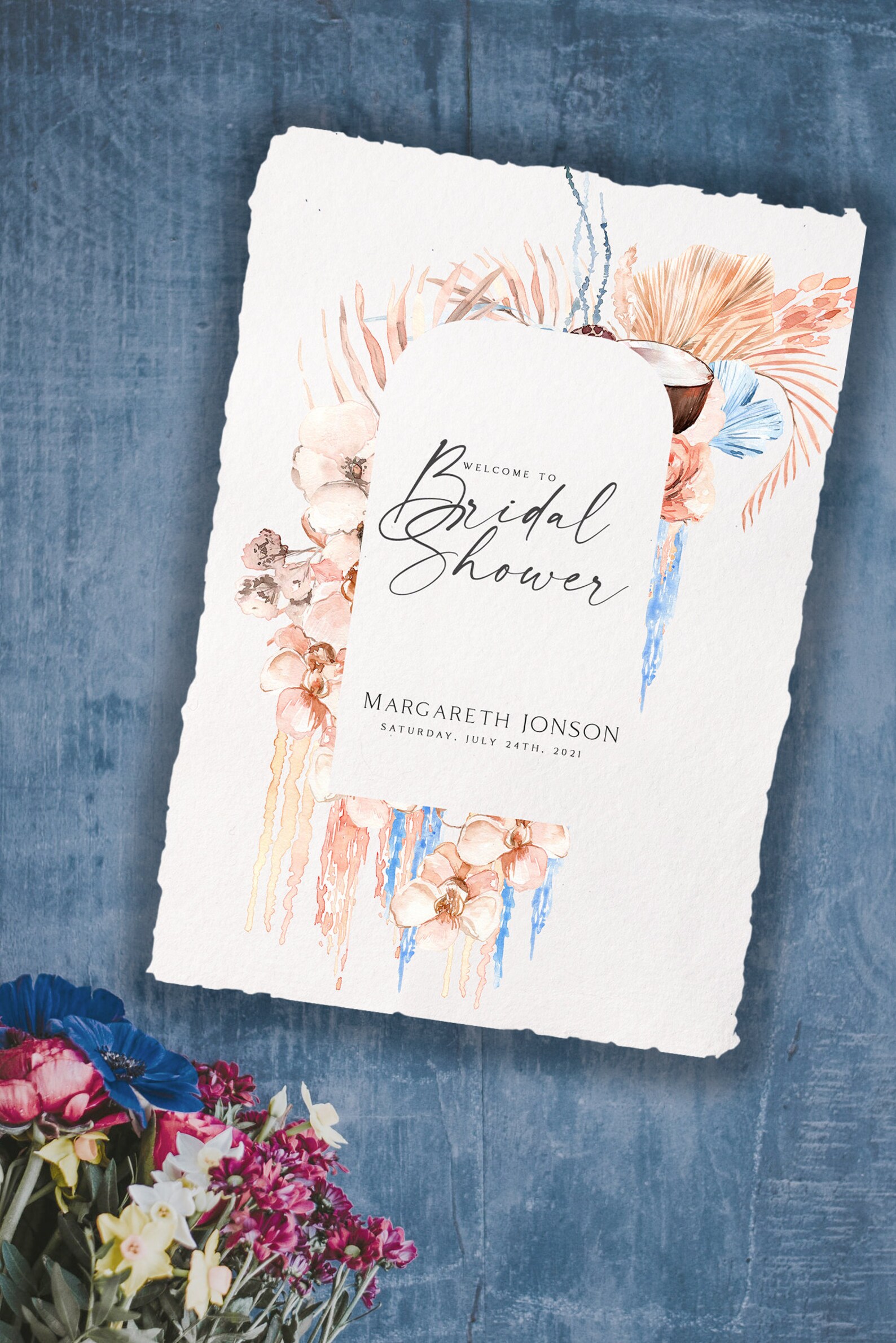 Watercolor boho clipart Tropical borders png Pink floral | Etsy