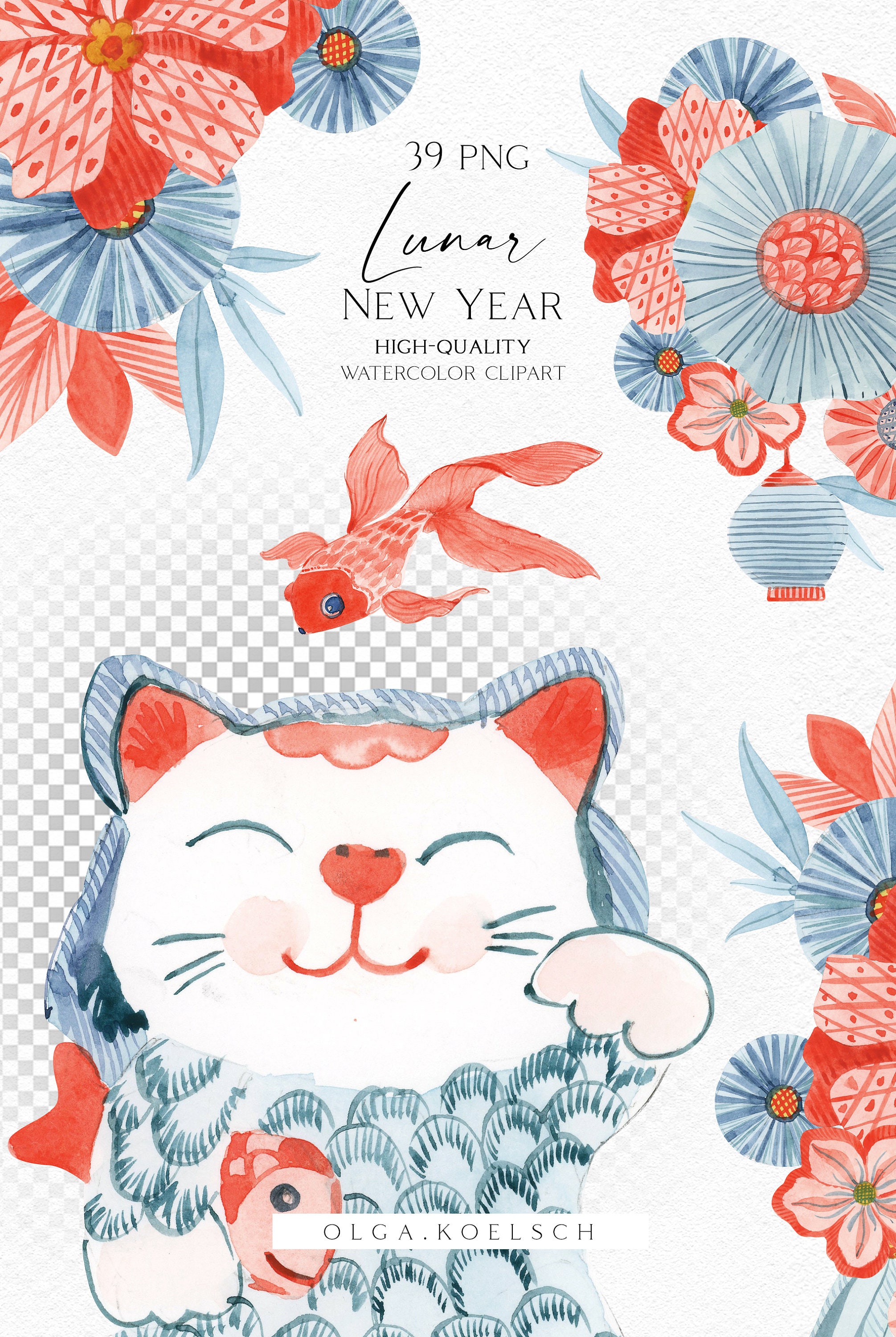 Watercolor Lunar Year Clipart Chinese Lanterns Clip Art - Etsy