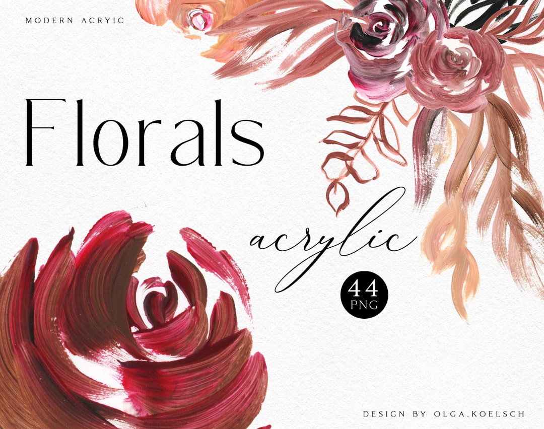 Boho Roses Clipart, Dusty Pink Floral Clip Art, Burgundy Roses Png for ...