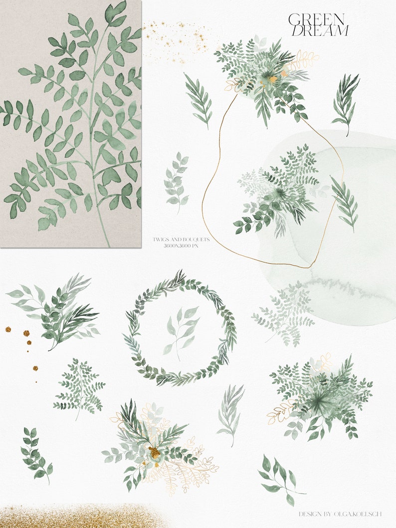 Sage Green Abstract Png Gold and Green Abstract Clipart - Etsy