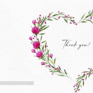 Watercolor Pink Floral Clipart, Roses Wreath Clipart, Floral Frames for ...