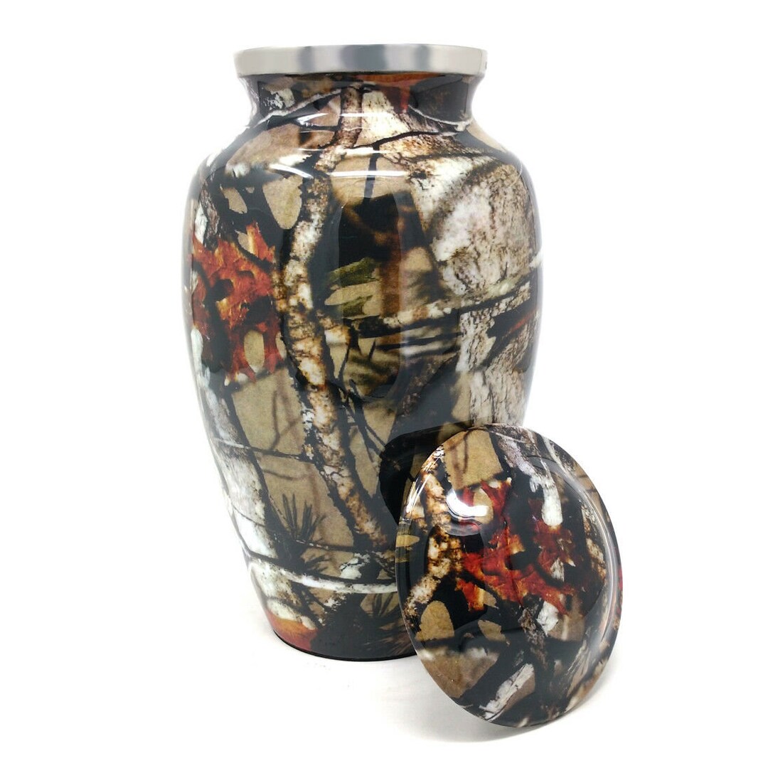 Camouflage Cremation Urn for Ashes: Aluminium Forest Pattern - Etsy