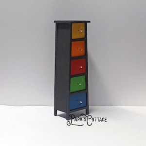 5 Drawer Angled Side Cabinet - Opening Drawers - 1:12 Scale Eclectic ...