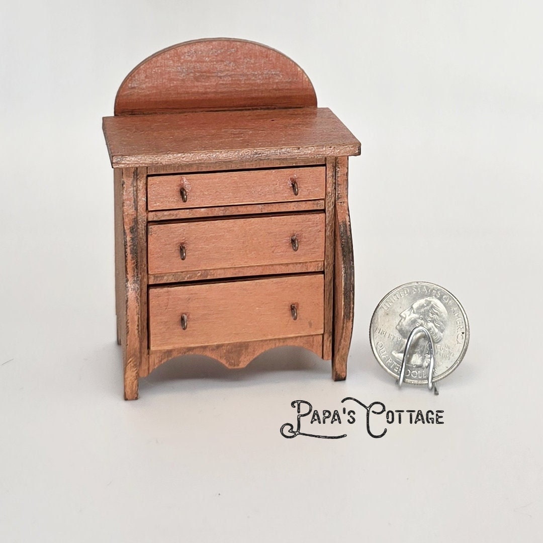Round Top Miniature Chest of Drawers With 3 Drawers - Mini Dresser ...