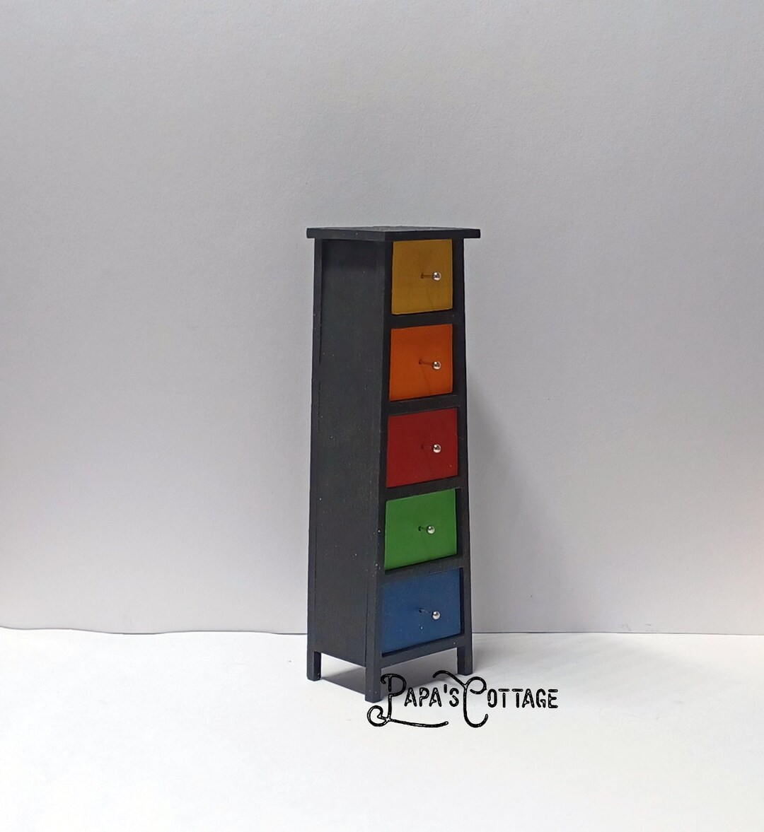 5 Drawer Angled Side Cabinet - Opening Drawers - 1:12 Scale Eclectic ...