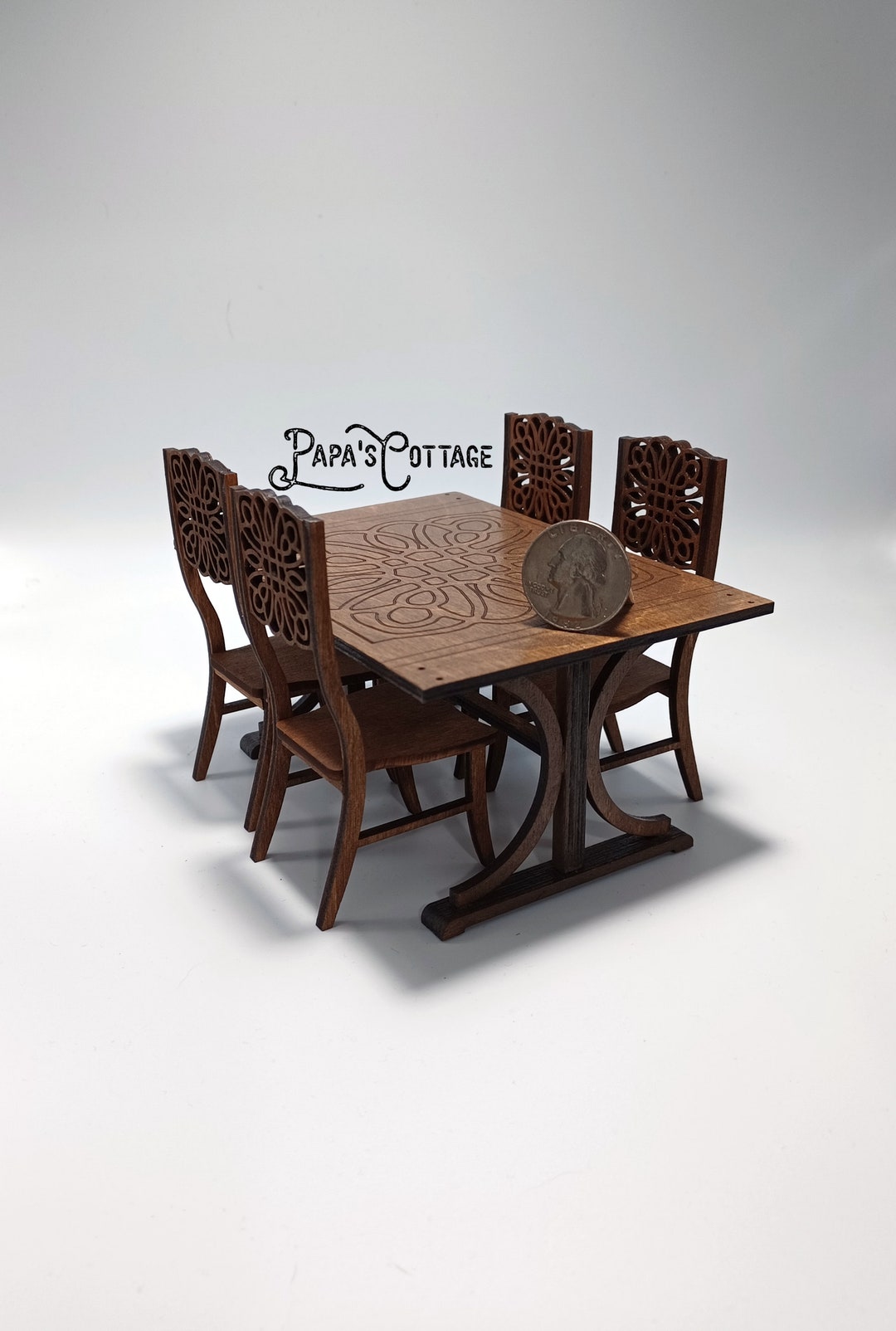 Baroque Style Table and Chair Set - Miniature Formal Dining Set - 1:12 ...