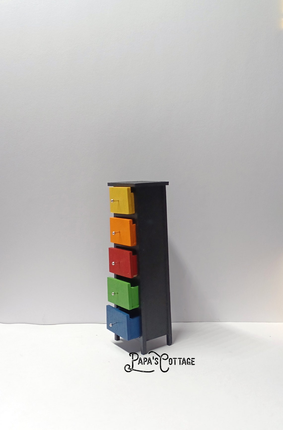5 Drawer Angled Side Cabinet - Opening Drawers - 1:12 Scale Eclectic ...