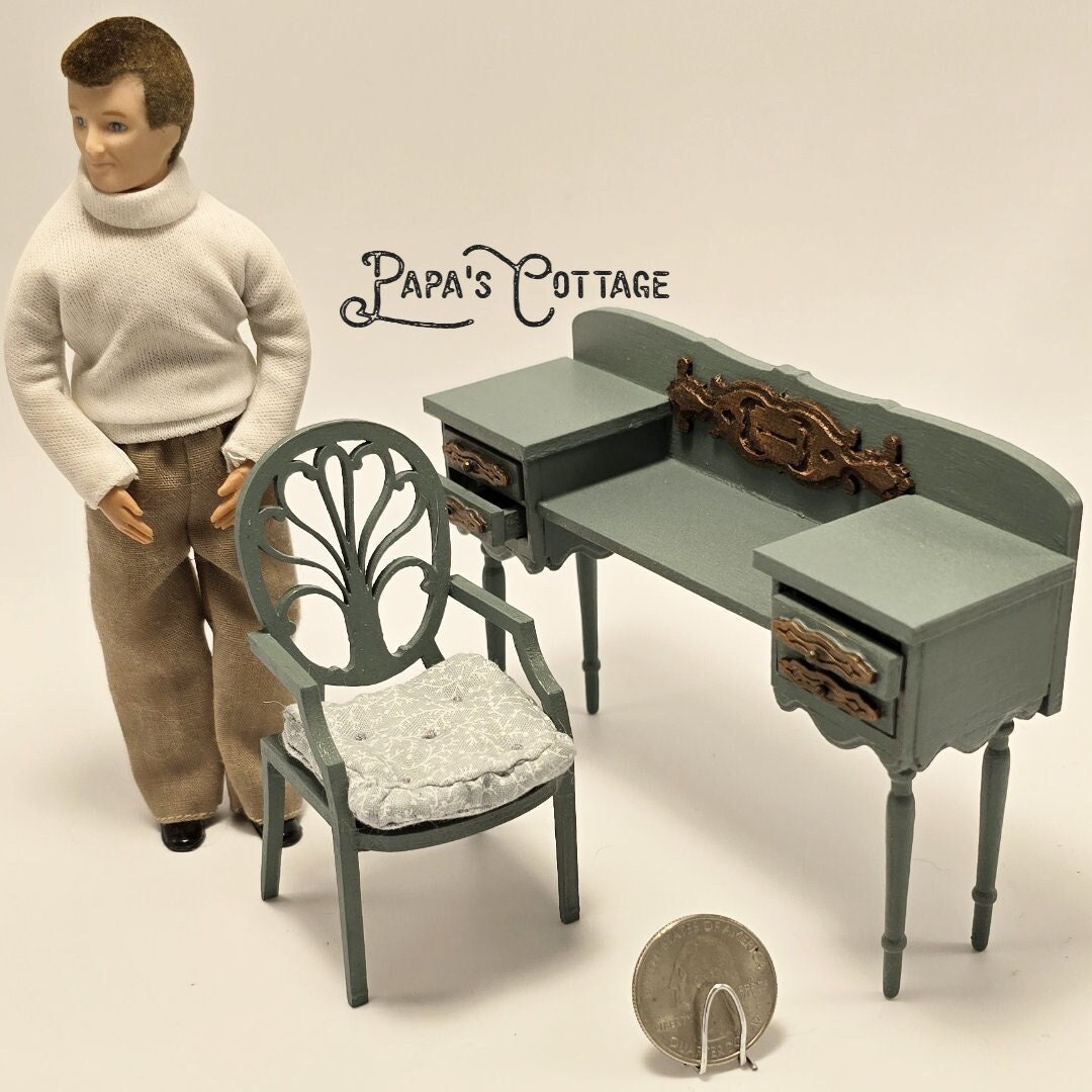 OOAK Miniature Dollhouse Desk Miniature Makeup Table 1:12 Doll House ...