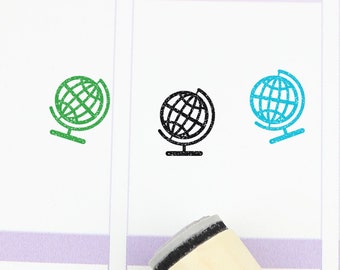 Globe Rubber Stamp | Etsy