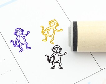 Monkey Rubber Stamp | Etsy