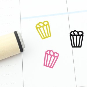 Popcorn Rubber Stamp Movie Stamp Cute Popcorn Stamp Planner - Etsy