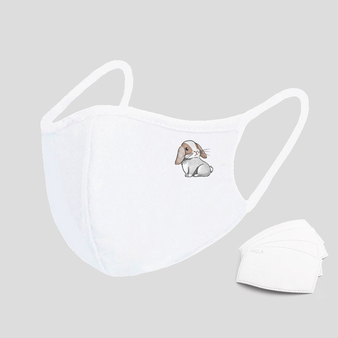 Rabbit Face Mask Easter Gift Bunny Filter Pocket Reusable | Etsy