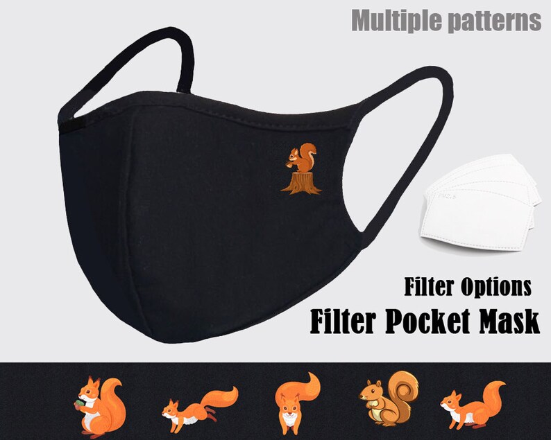 Squirrel Face Mask Woodland Animal Face Mask Filter Pocket | Etsy